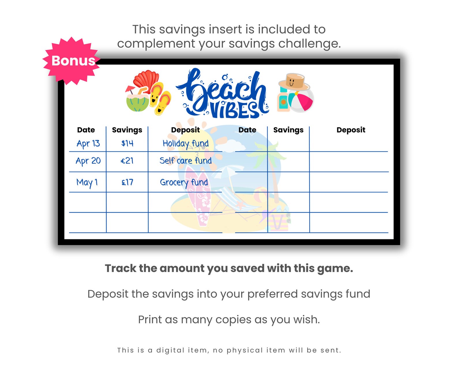 Savings Challenge Game, Beach Savings Board Game, Vacation Savings ...