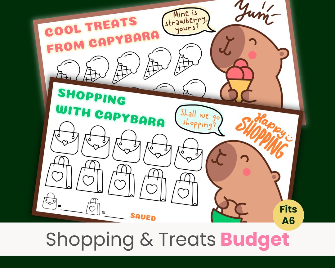 Cute Capybara Savings Challenge, Shopping Savings Challenge, Ice Cream ...