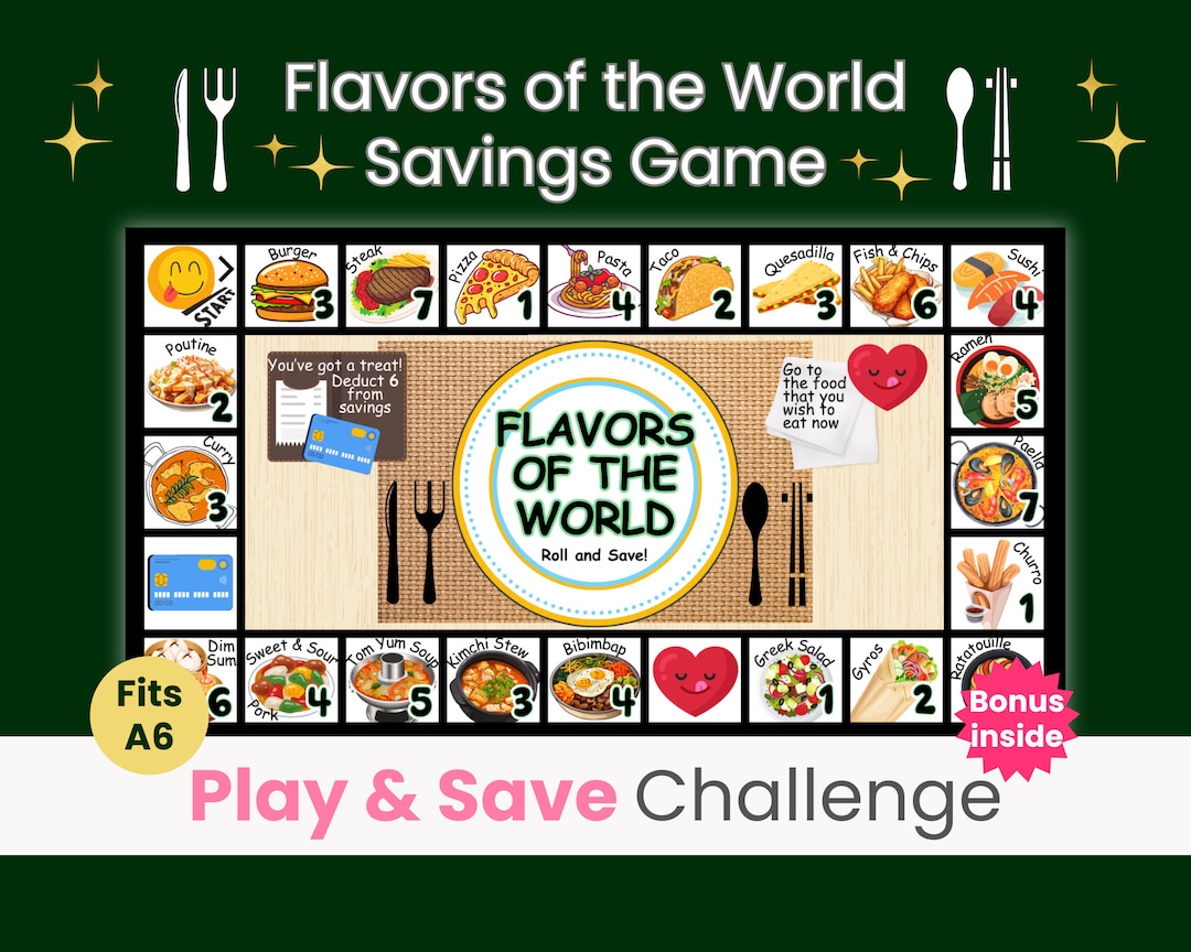 Savings Challenge Game, Food Savings Board Game, Eat Out Budget, Travel ...