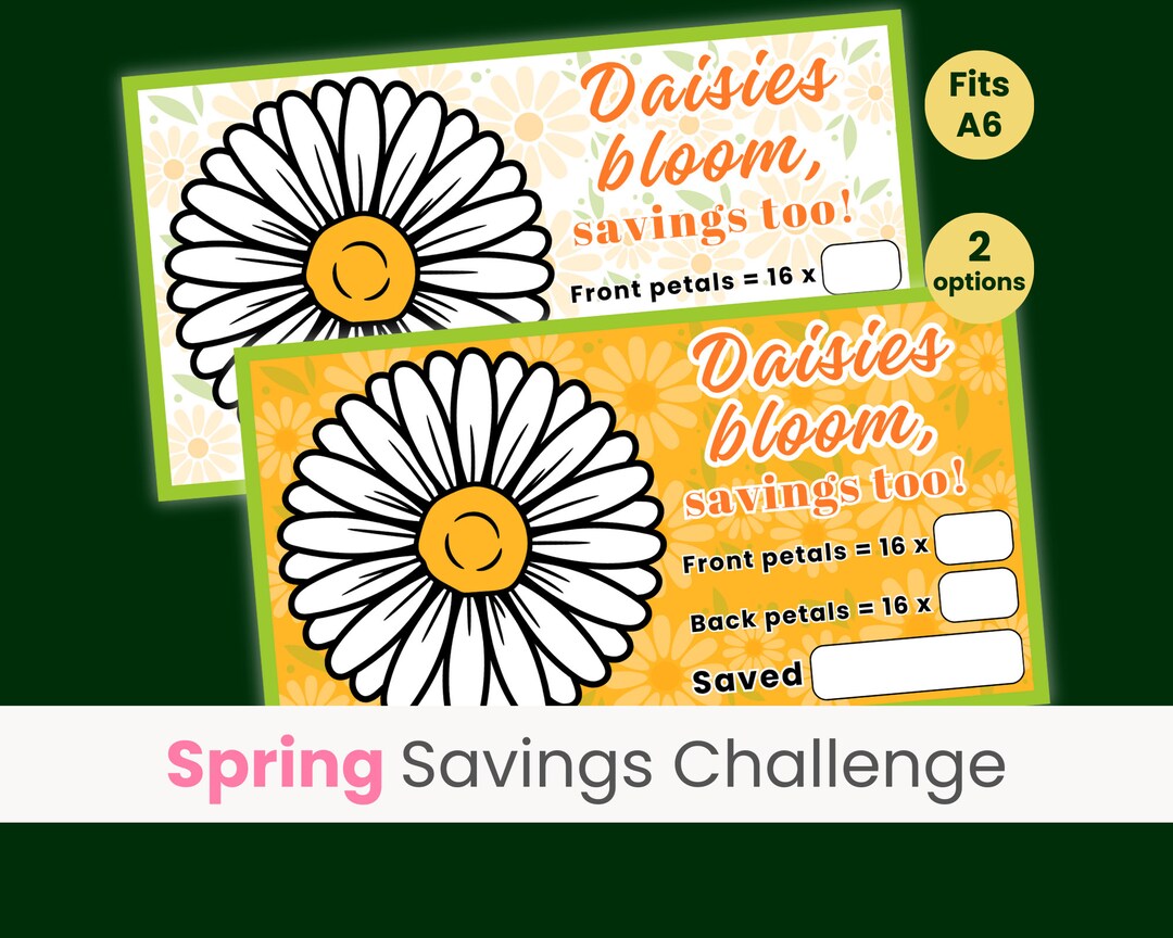 Spring Savings Challenge, Mini Savings Challenge, Daisy Savings Tracker ...