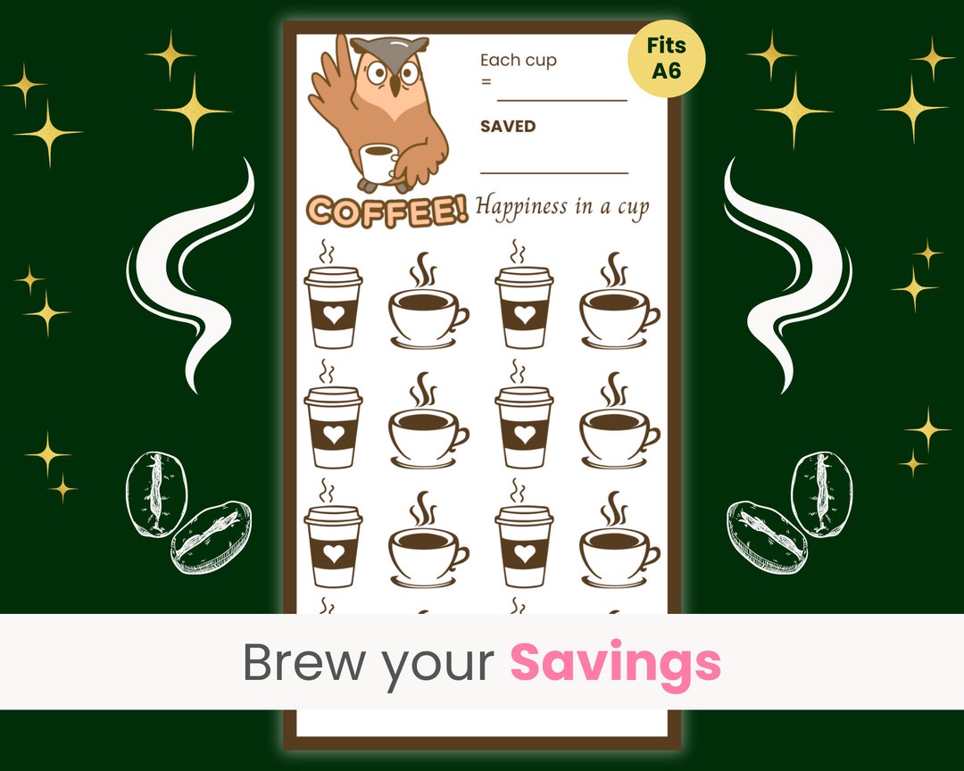 Coffee Savings Challenge, Coffee Fund, Coffee Savings Tracker, Mini ...