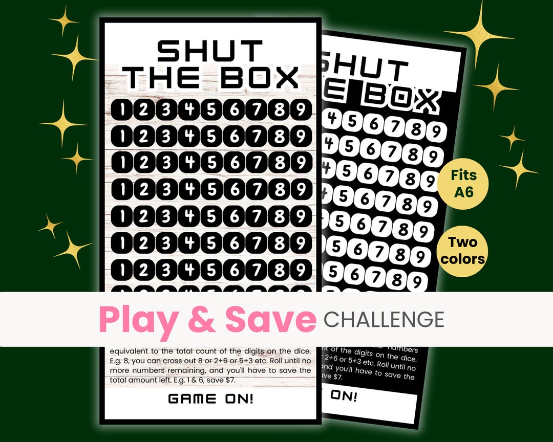 Shut the Box Savings Challenge, Dice Savings Challenge, Fun Savings ...