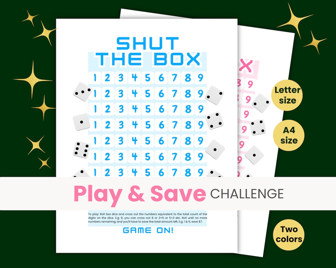 Shut the Box Savings Challenge, Roll the Dice Savings Game, Fun Cash ...