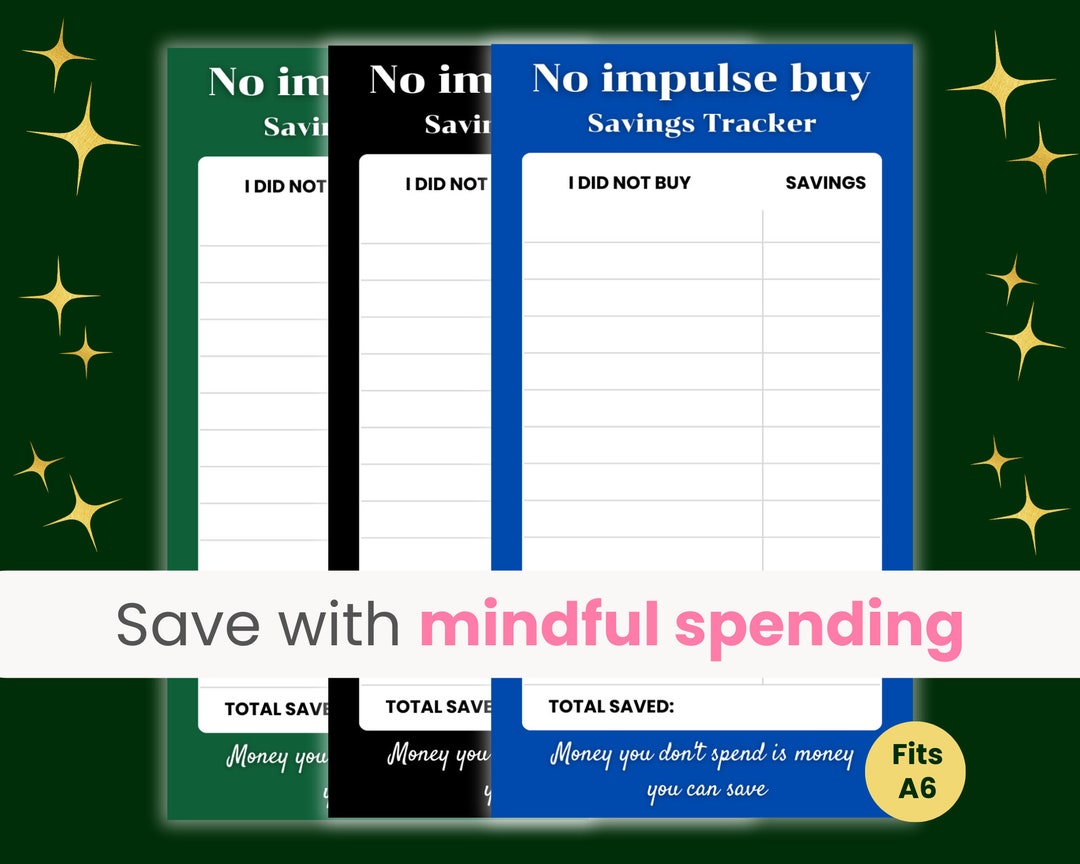 No Impulse Buy Savings Tracker, No Spend Challenge, Shopping Savings ...