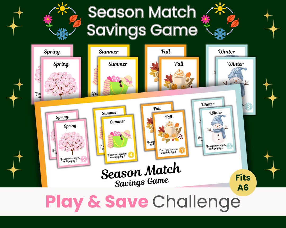 Season Match Savings Challenge Game, Mini Savings Challenge, Matching ...