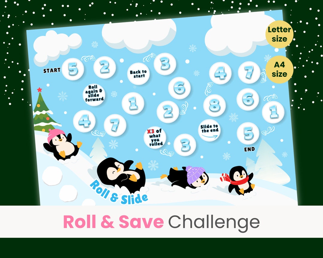 Winter Savings Challenge Game, Christmas Savings Challenge, Roll the ...