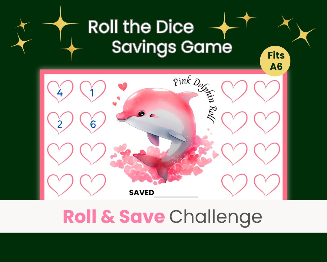 Pink Dolphin Roll Savings Game, Valentines Savings Challenge, Mini ...