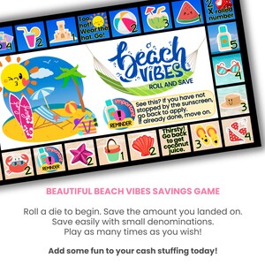 Savings Challenge Game, Beach Savings Board Game, Vacation Savings ...
