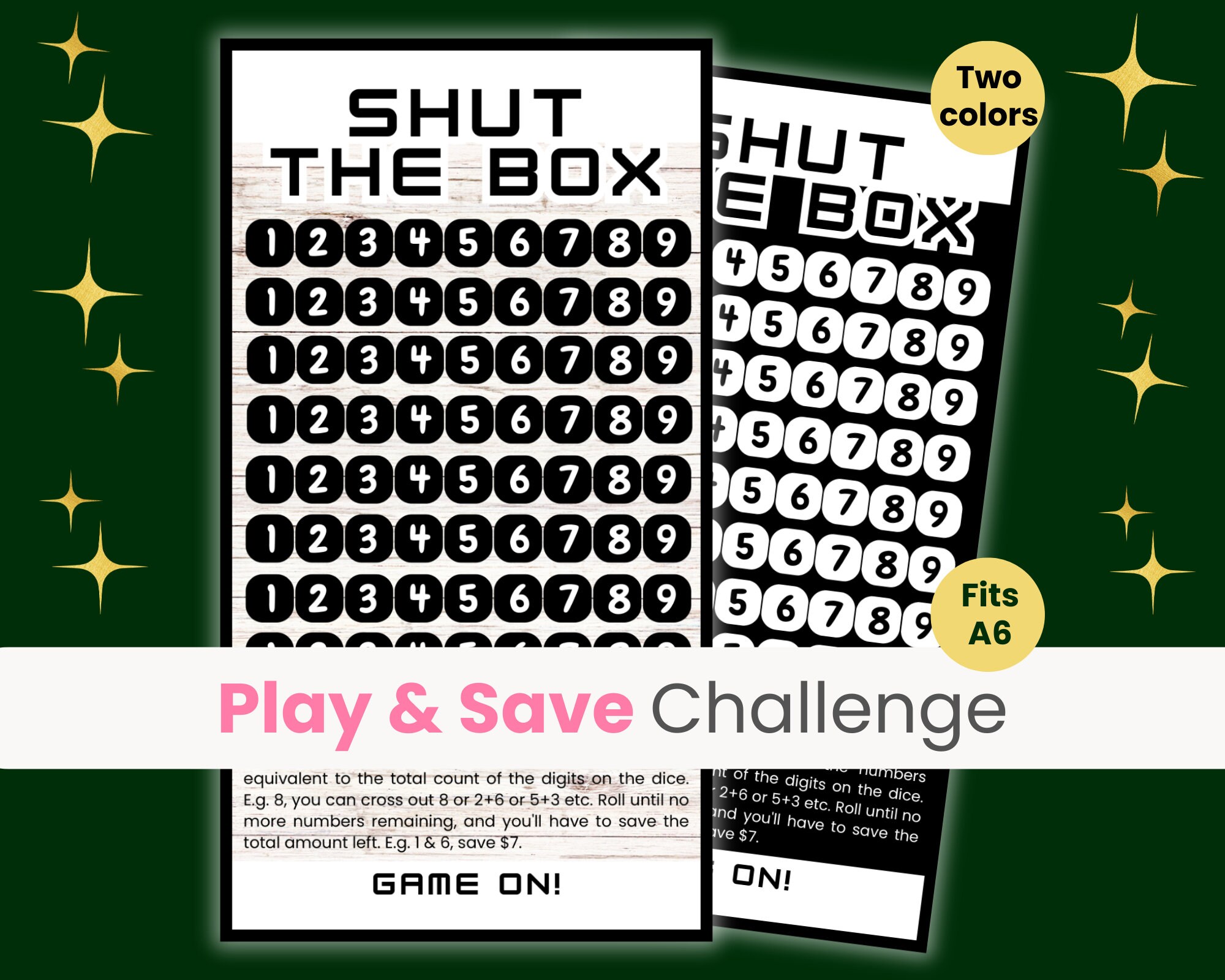 Shut the Box Savings Challenge, Dice Savings Challenge, Fun Savings ...