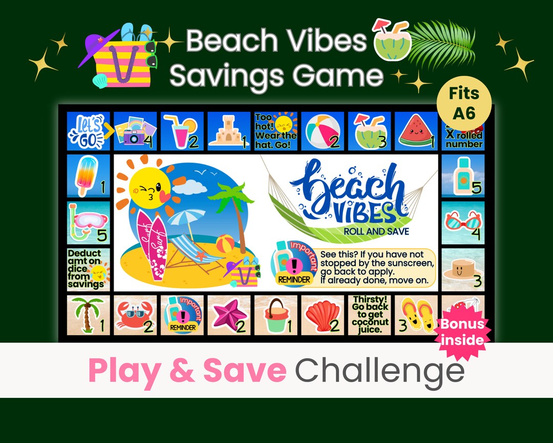 Savings Challenge Game, Beach Savings Board Game, Vacation Savings ...