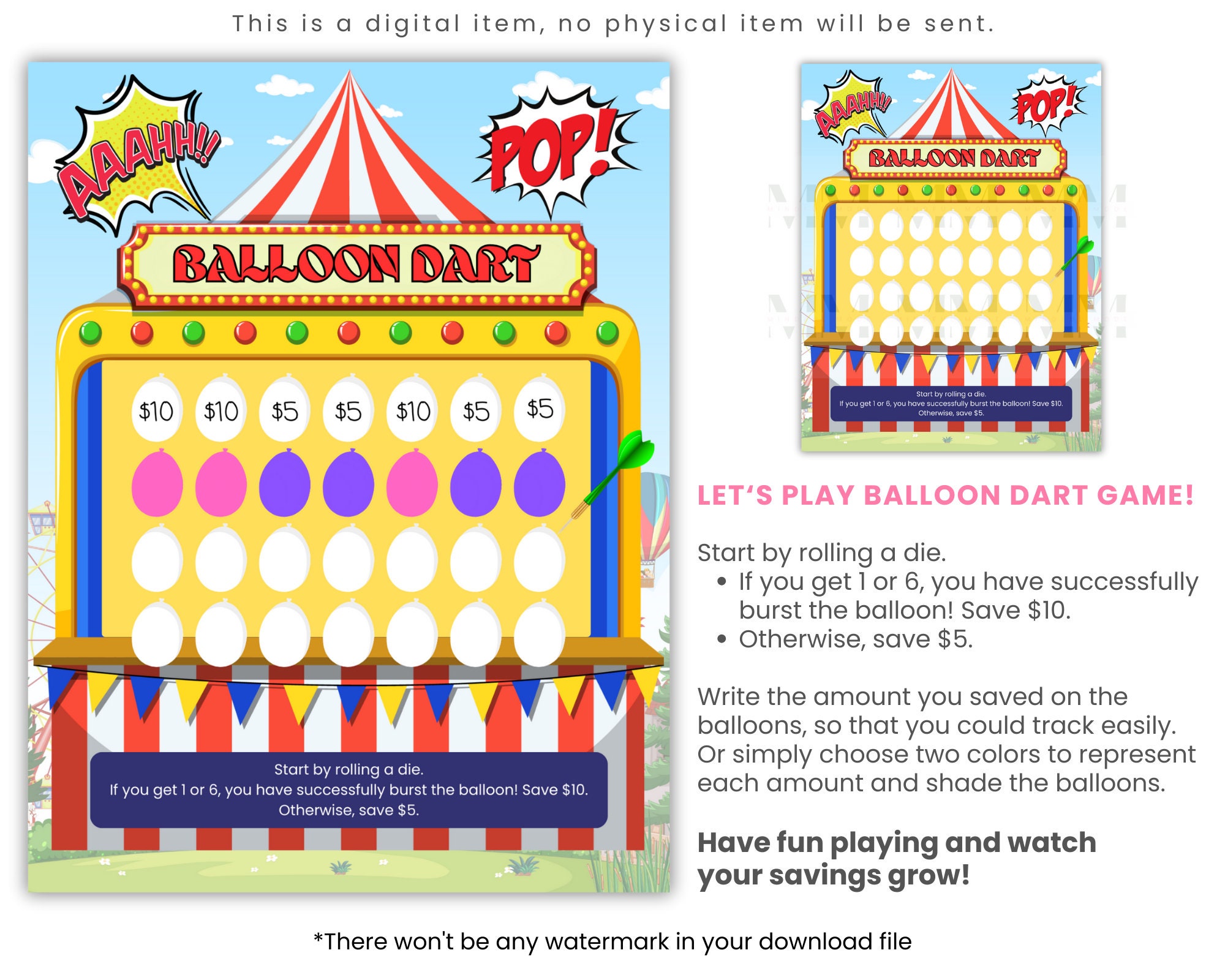 Dice Savings Challenge, Mini Savings Challenge, Savings Challenge Game ...