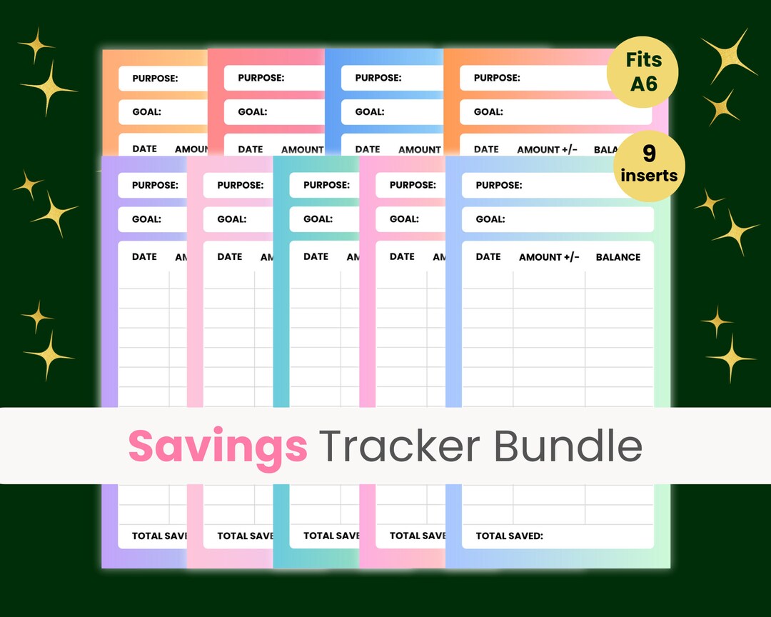 Savings Tracker Bundle, Cash Envelope Inserts, Cash Tracker, Cash ...