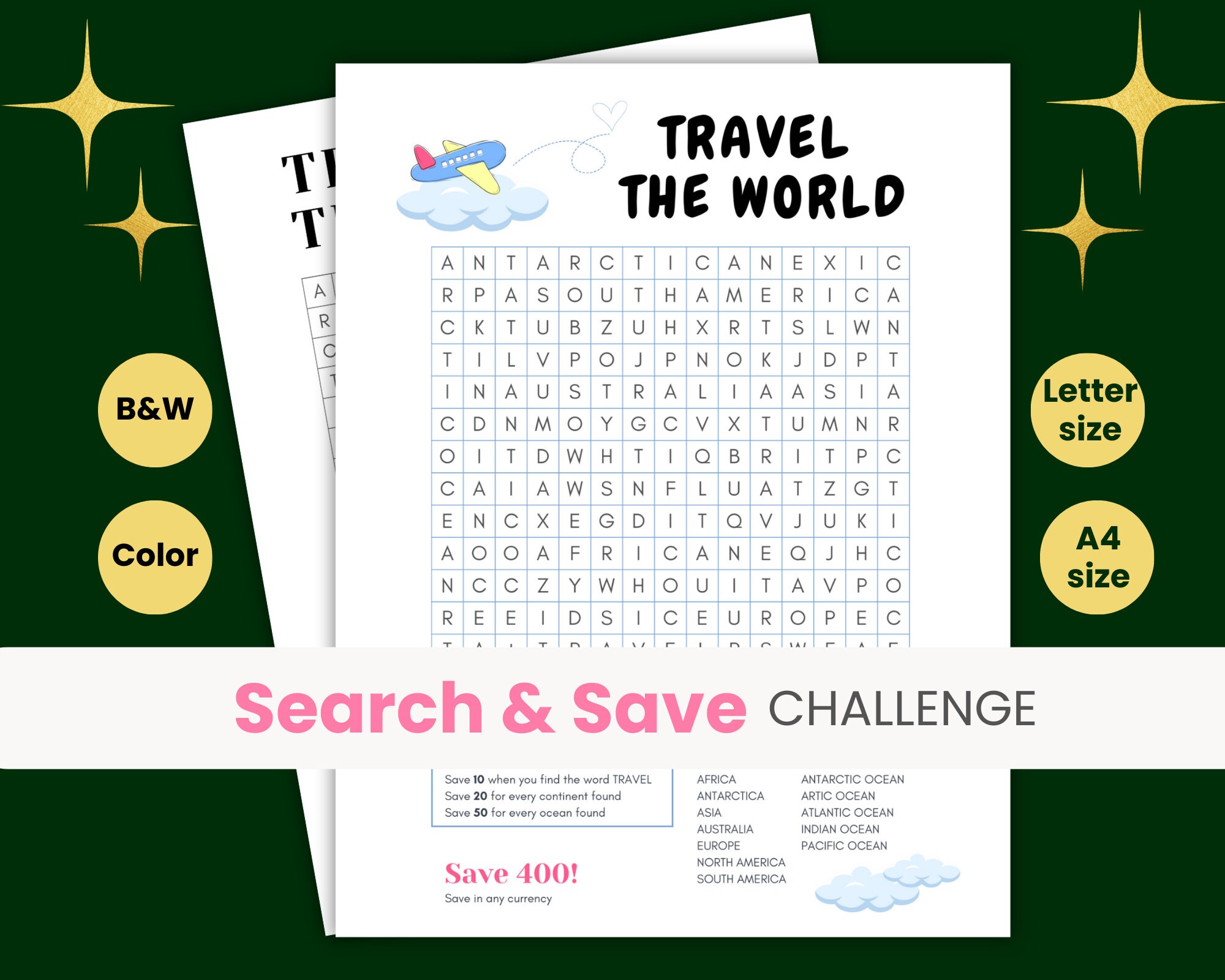 Word Search Savings Challenge Printable Fun Savings Challenge - Etsy ...