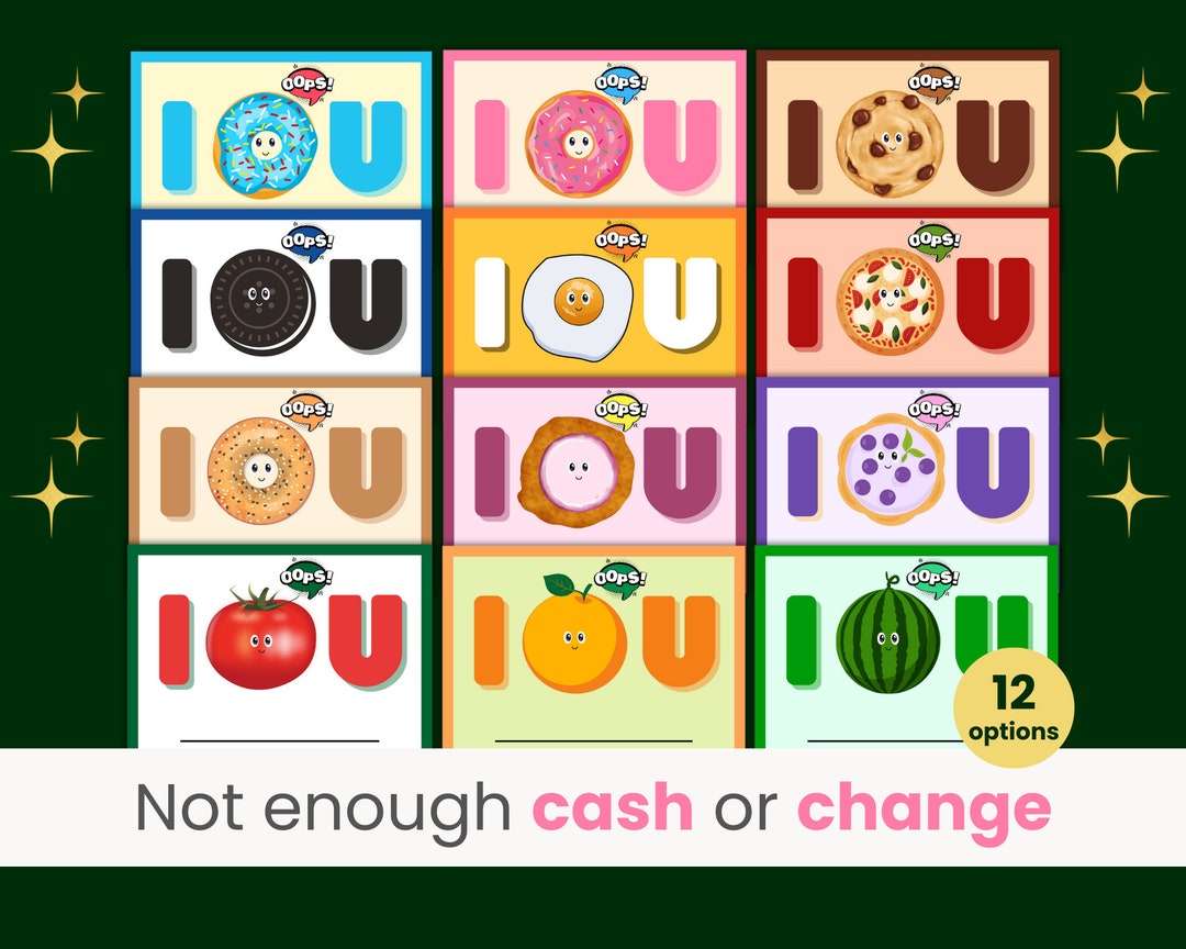 IOU Slips, Cute IOU, Savings Challenge IOU Bundle, Cash Stuffing ...