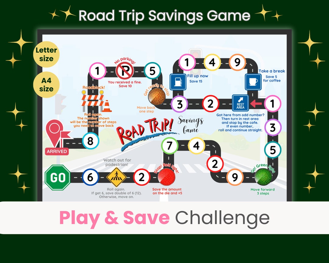 Road Trip Savings Game, Savings Challenge Game, Dice Savings Challenge ...