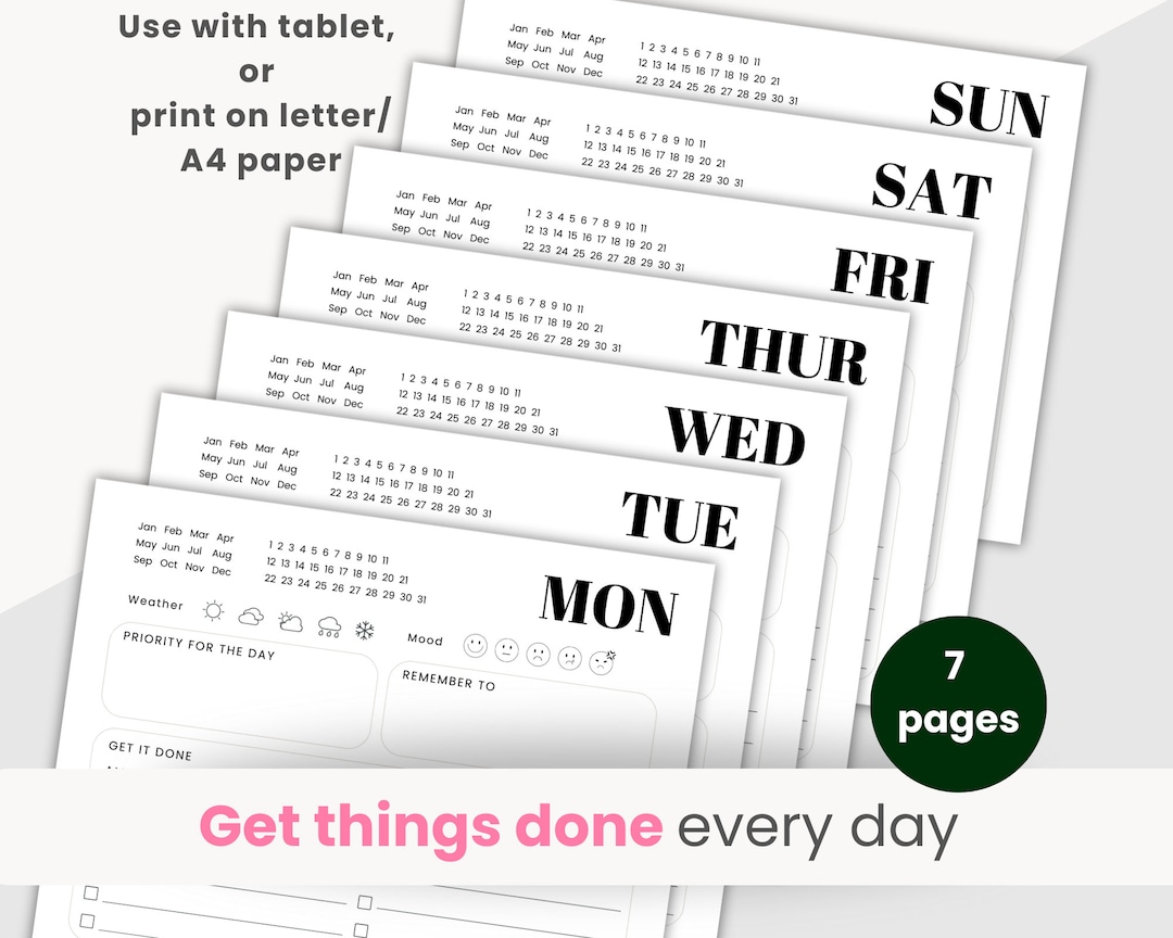 To Do List Printable, to Do List Goodnotes, Priority List, 7 Days ...