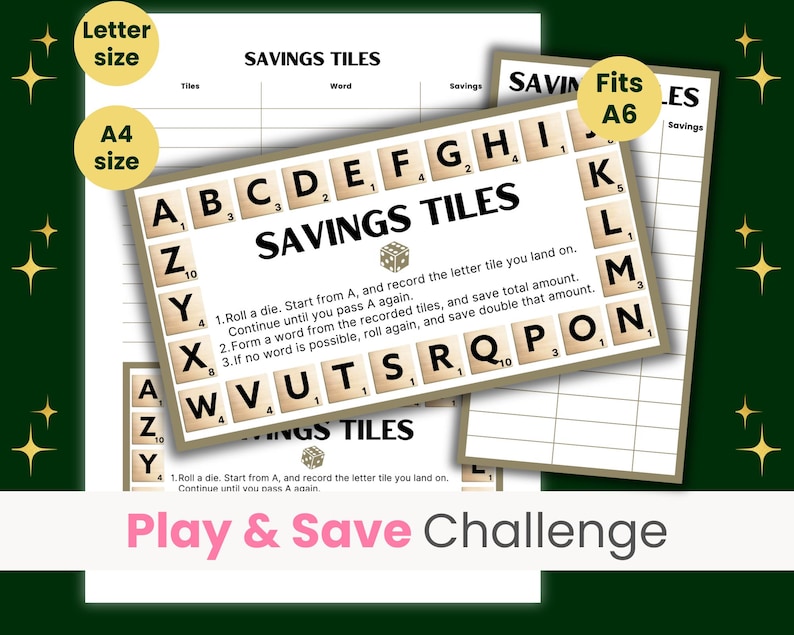 Word Savings Challenge Game, Fun Savings Challenge, Scrabble Game Board ...