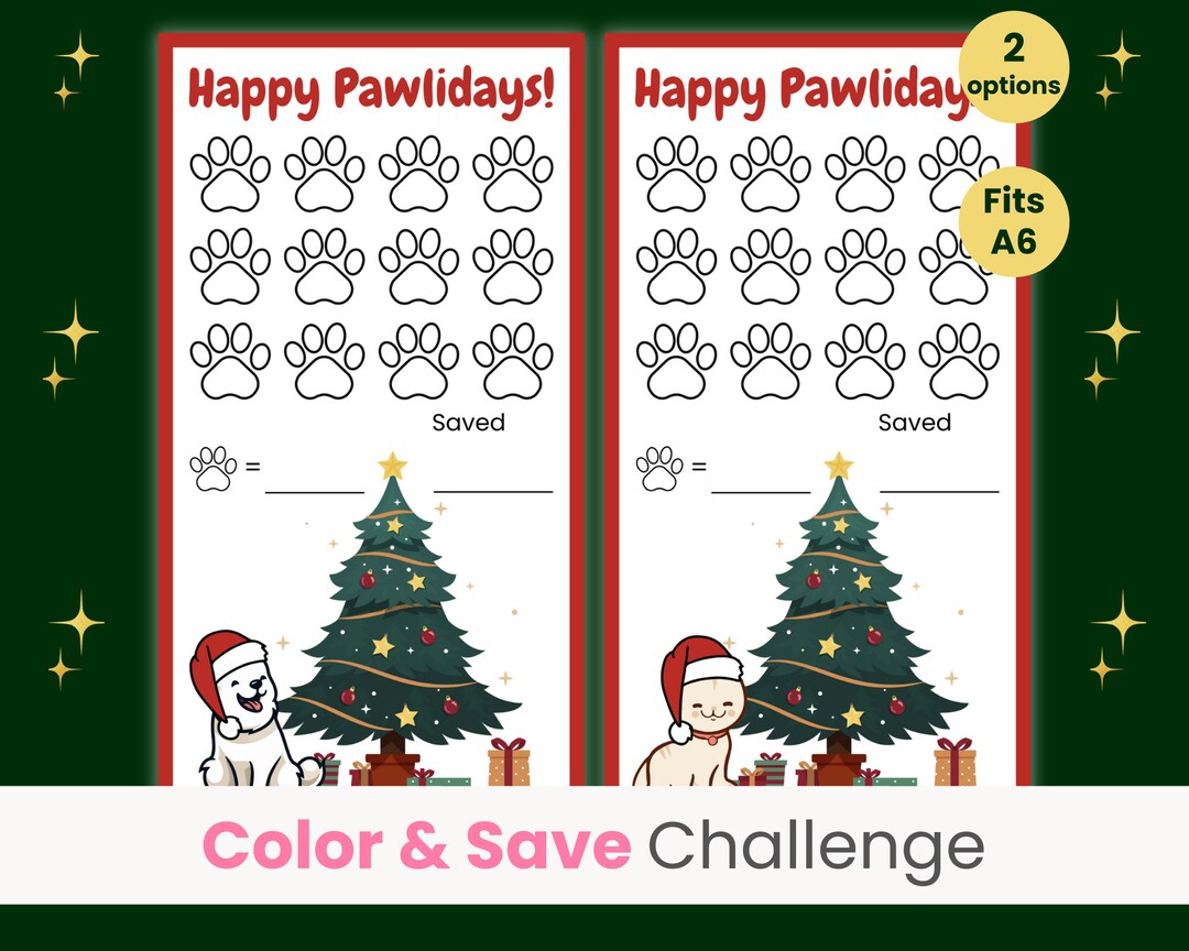 Happy Pawlidays, Christmas Savings Challenge, Pets Savings, Dog, Cat ...