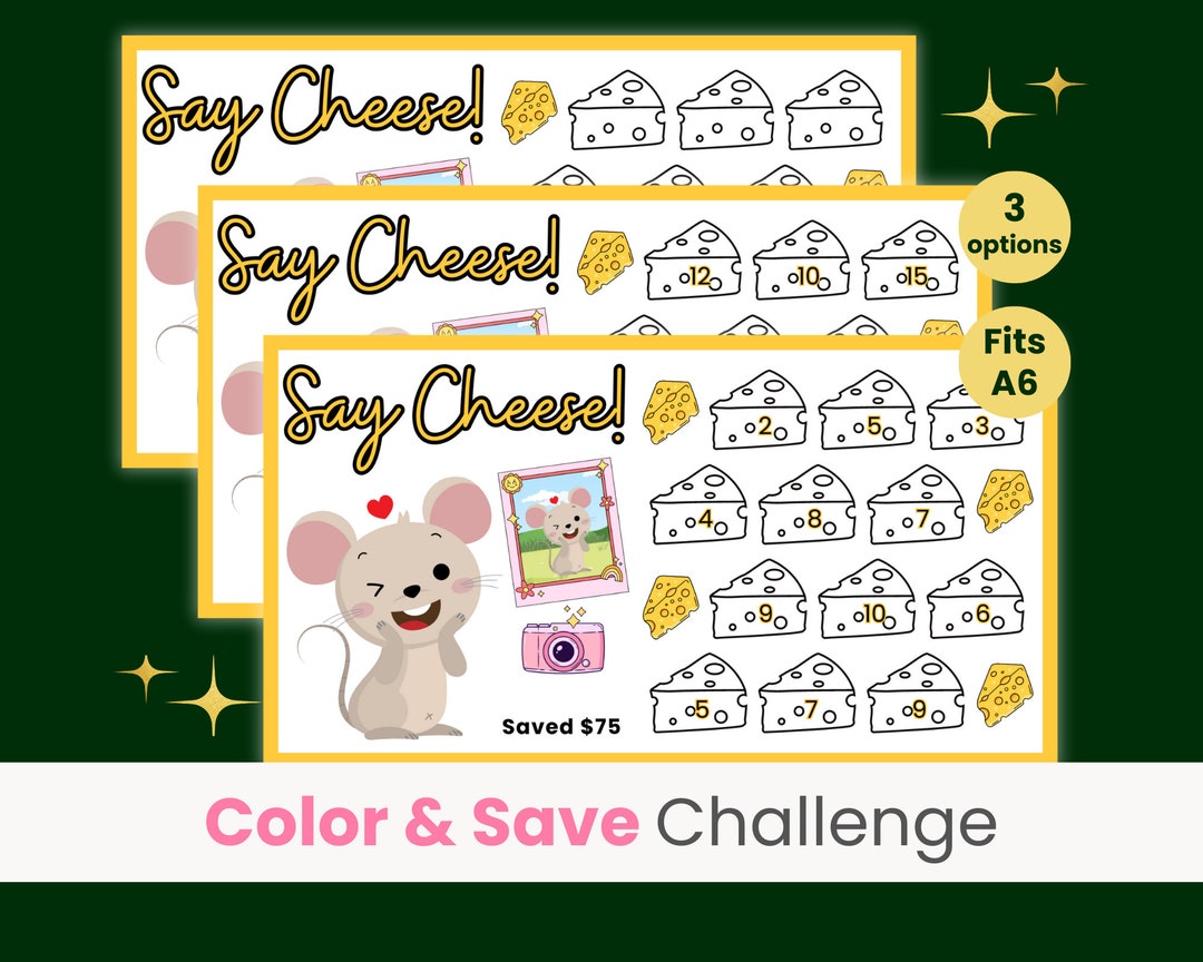 Say Cheese Savings Challenge, Cute Savings Challenge, Tiny Savings ...