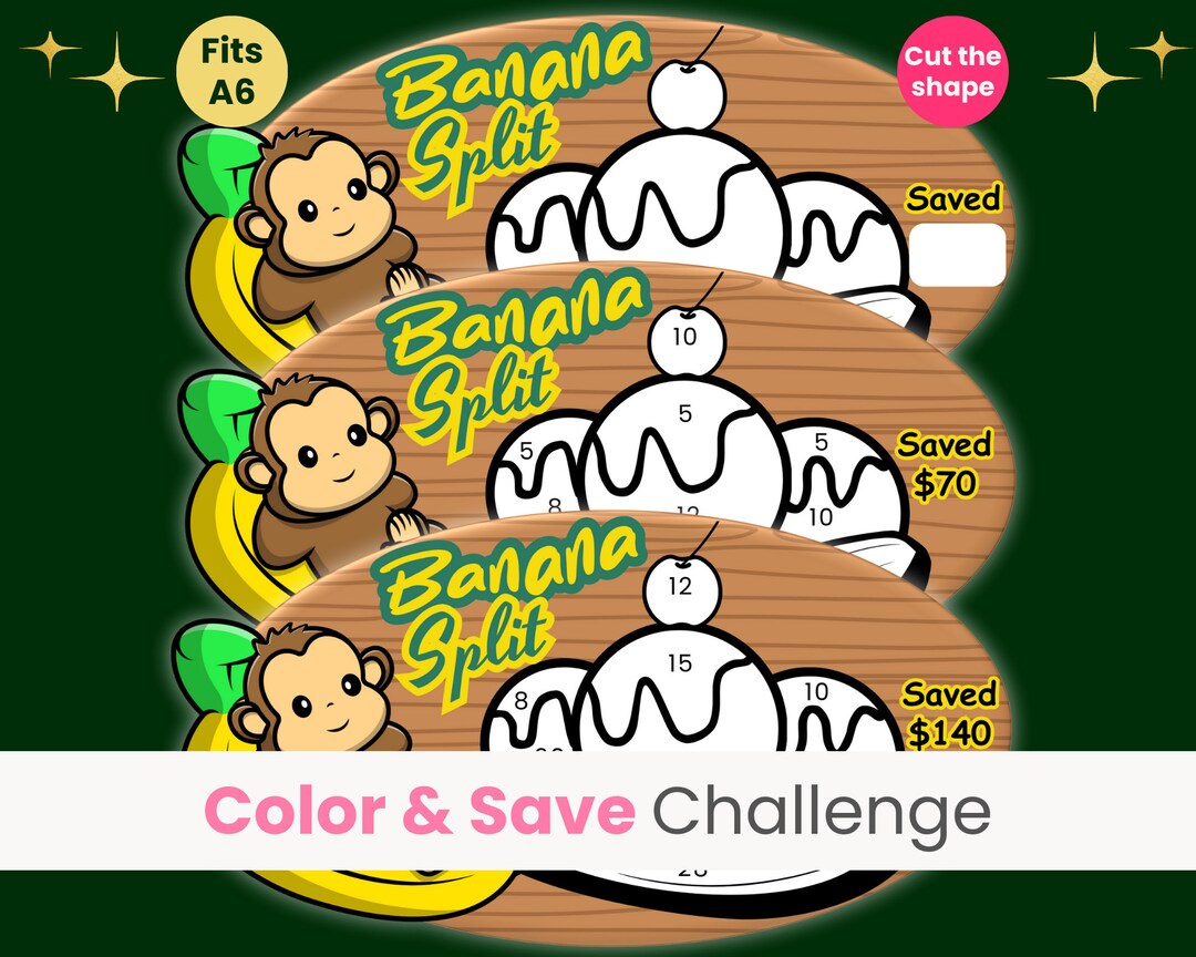 Banana Split Savings Challenge, Mini Savings Challenge, Cute Savings ...