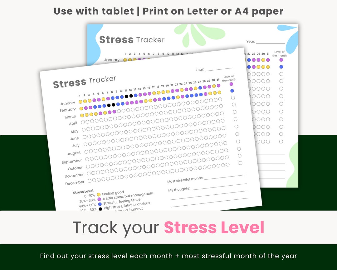 Stress Tracker, Monthly Stress Tracker, Track Daily Stress Level ...