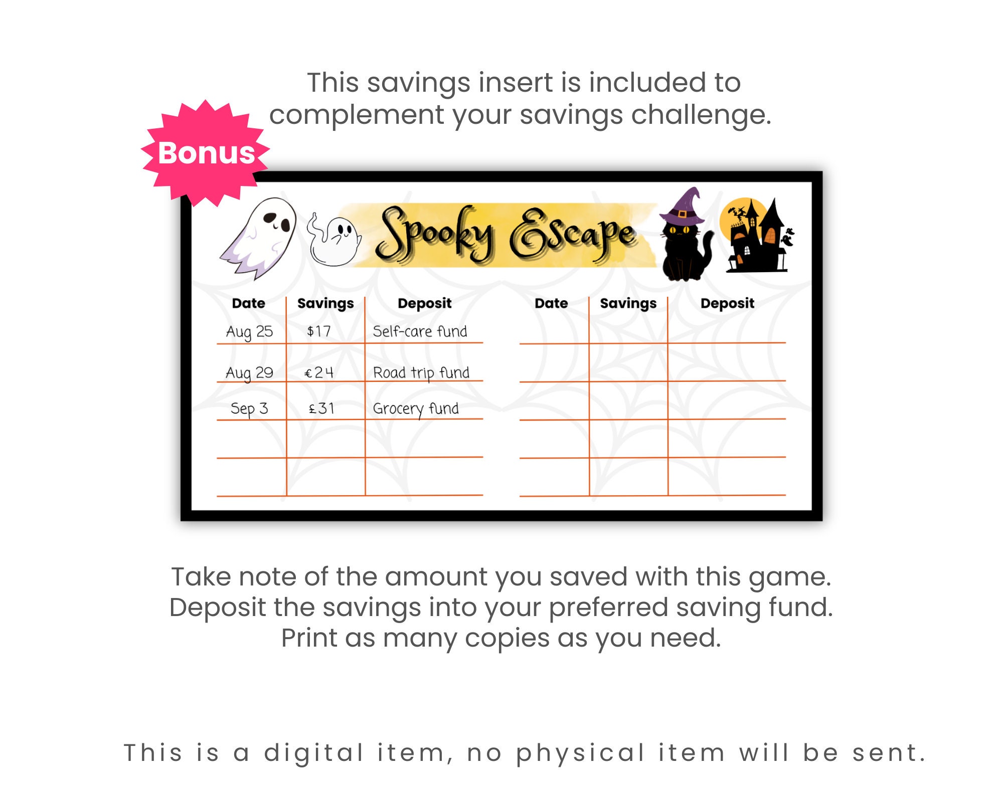 Halloween Savings Challenge Game, Dice Game, Savings Game Board, Mini ...