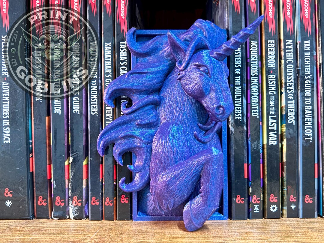 Unicorn Book Nook Insert 3D Printed Fantasy Creature Shelf Decor ...