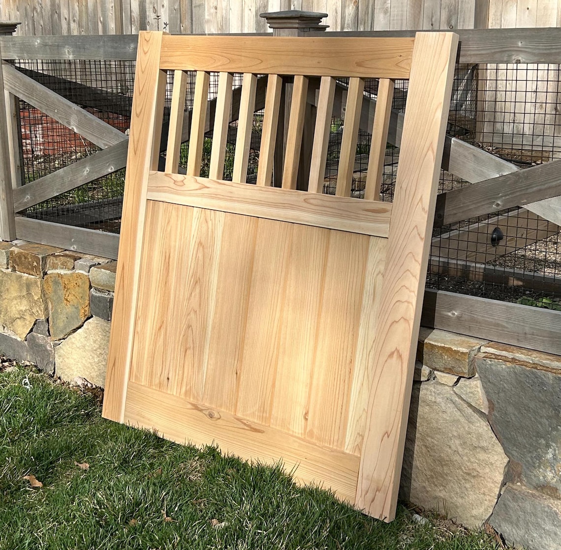 Flat Rail Outdoor Cedar Gate With Solid Panel - Etsy