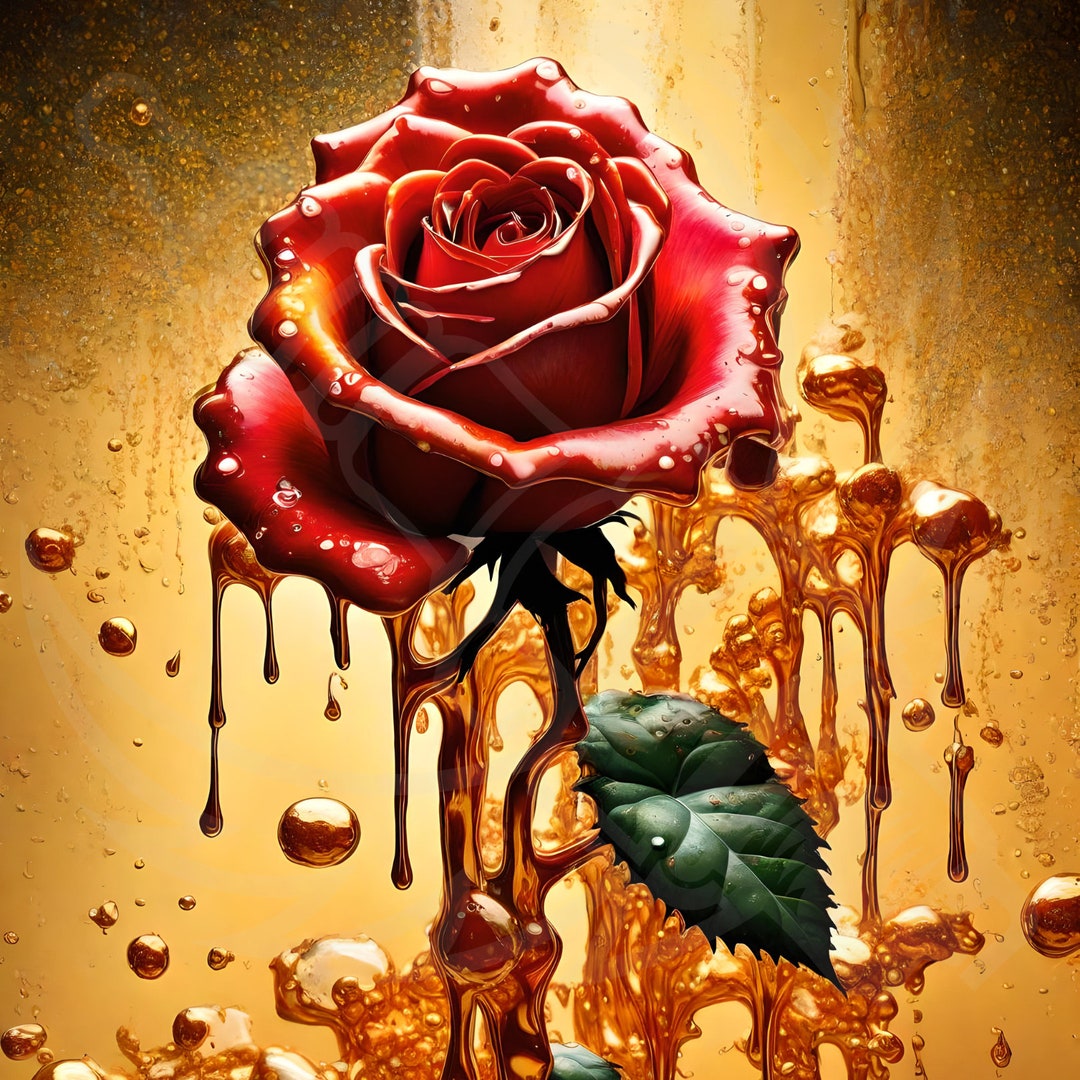 Splattered Paint, Gold Rose Art Digital Download Art Bundle - Etsy