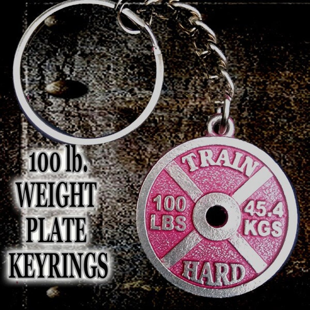 100lb. Metal Weight Plate Keyring - Pink - Etsy