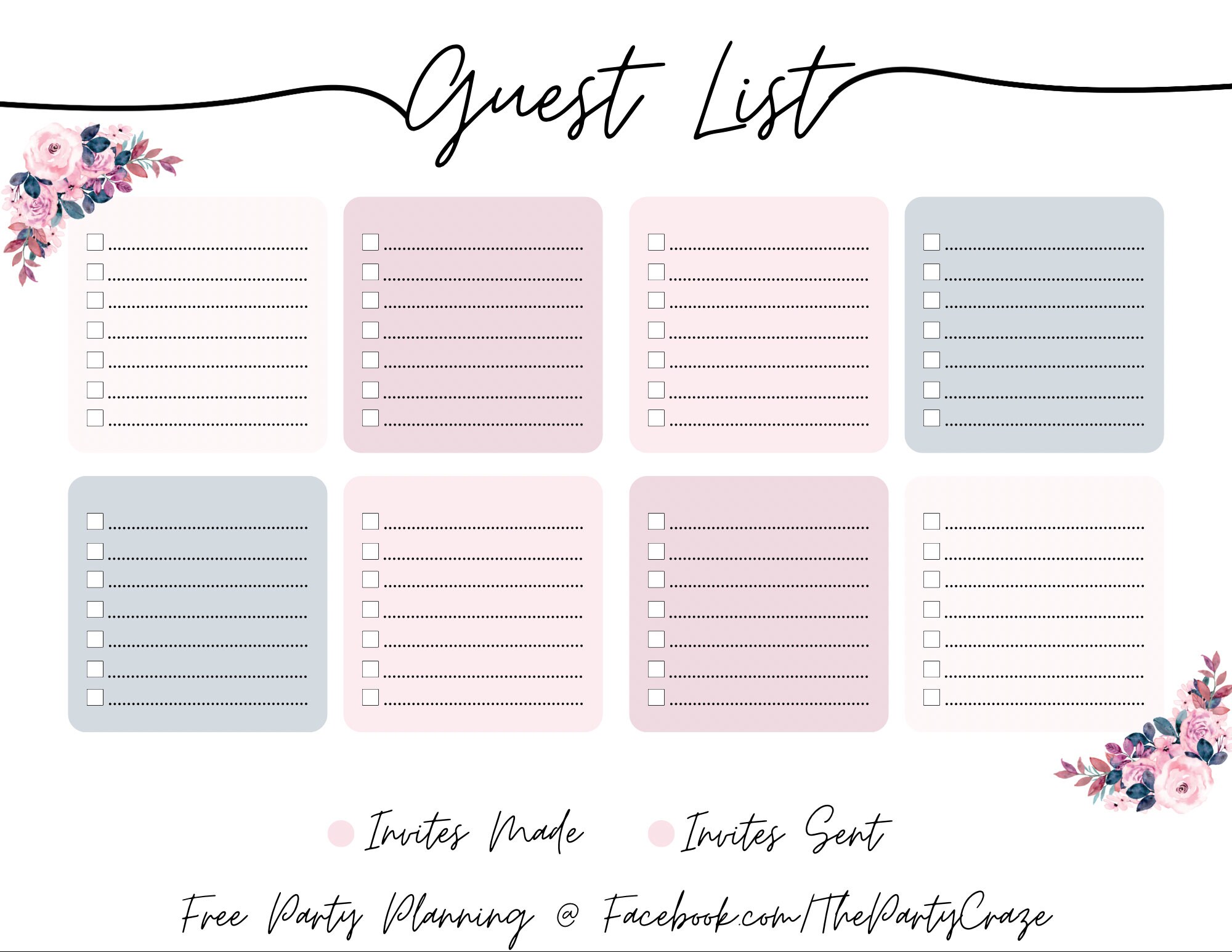 Printable Guest List - Floral - Etsy