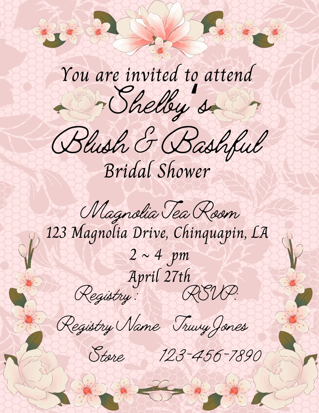 Steel Magnolias Themed Bridal Shower Invitation | Digital Download ...