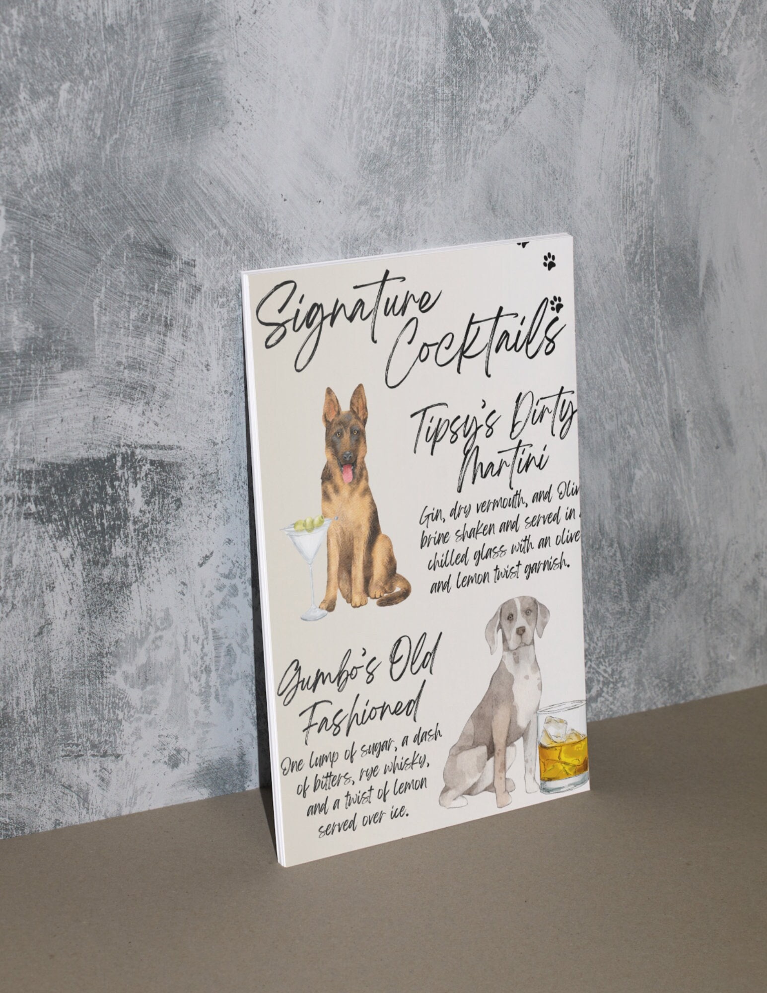 Pet Inspired Custom Bar Menu | Digital Download - Etsy