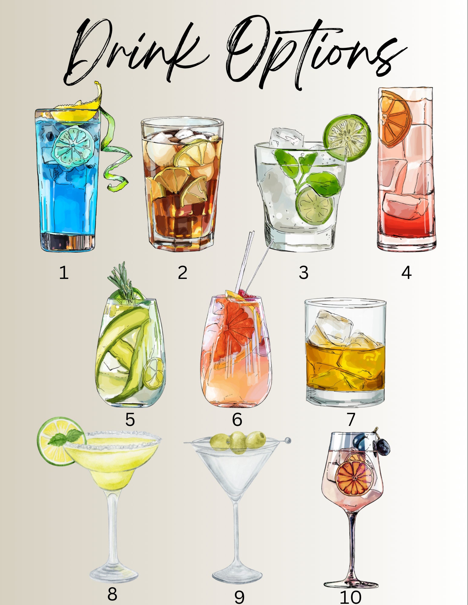 Pet Inspired Custom Drink Menu | Digital Download - Etsy