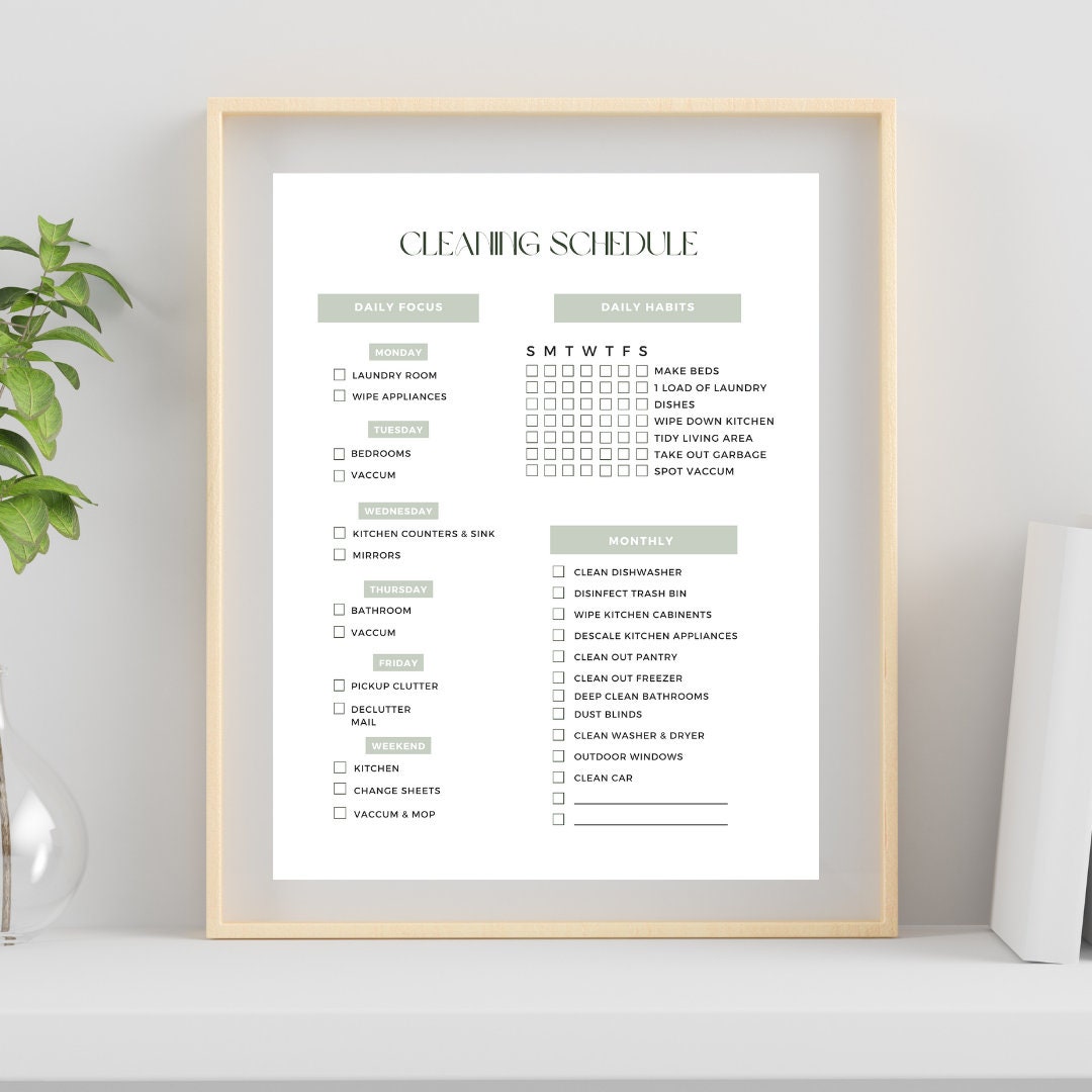 Weekly Cleaning Checklist Editable, Daily Cleaning Checklist, Printable ...