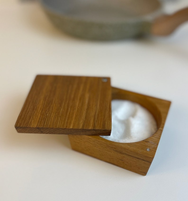 Wood Salt Cellar With Sliding Lid: Modern Kitchen Decor - Etsy