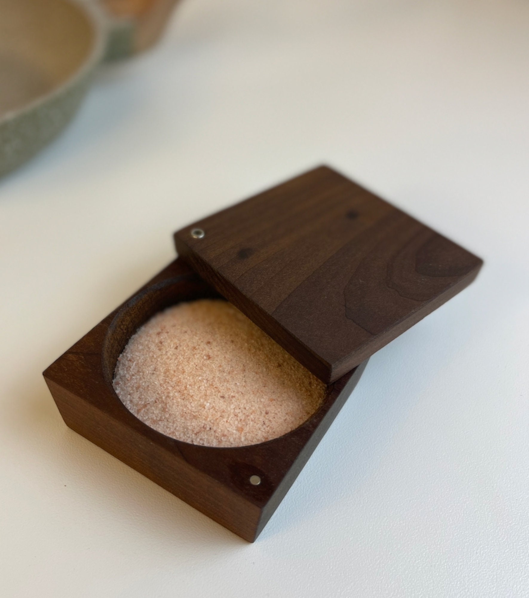 Salt Cellar With Lid Wood Salt Cellar Sliding Lid Large Salt Cellar ...