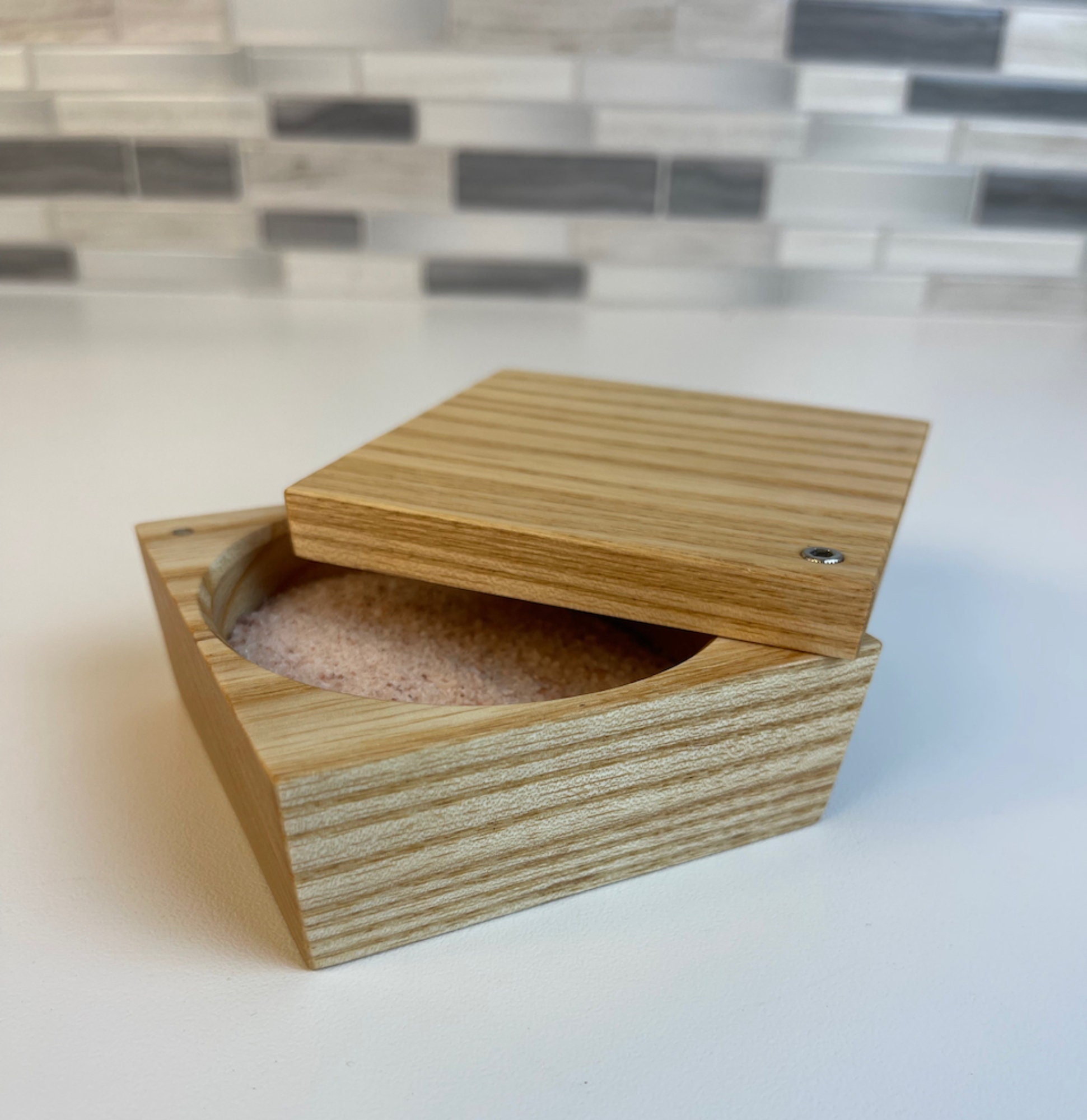 Salt Cellar With Lid Wood Salt Cellar Sliding Lid Large Salt Cellar ...