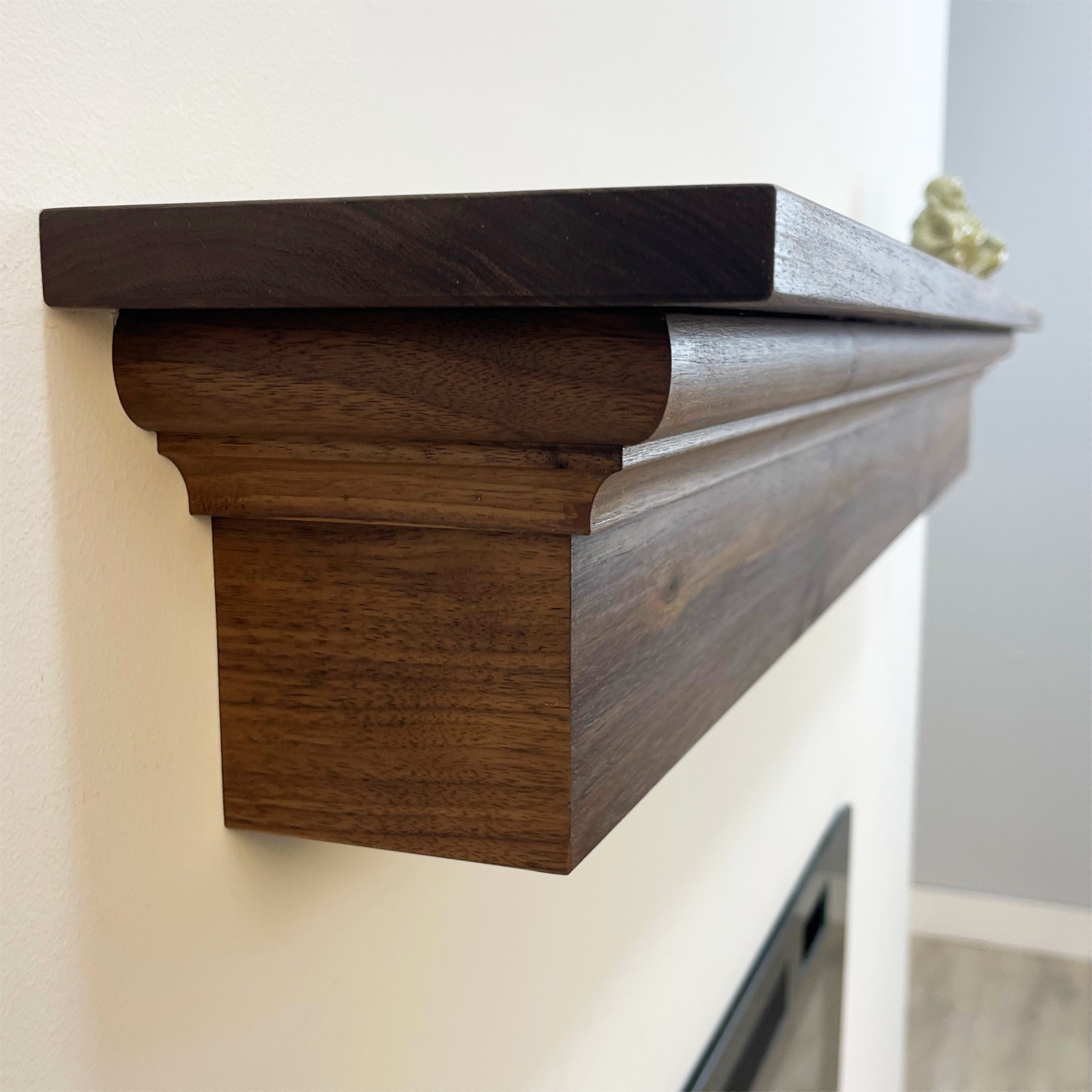 Floating Fireplace Mantel Custom Walnut Floating Mantel - Etsy