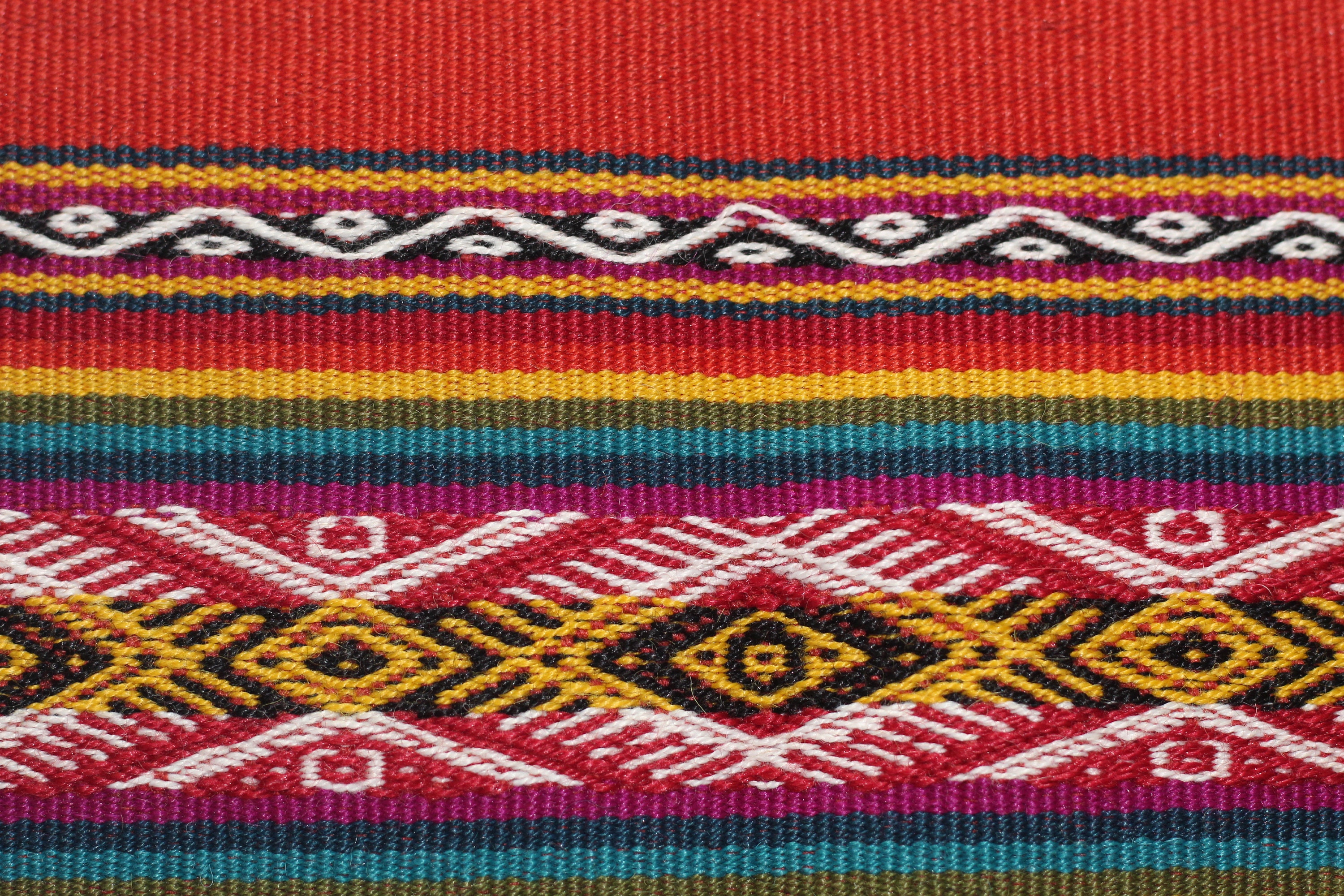 Authentic Peruvian Wool Scarf/table Runner Vibrant Handwoven Andean Art ...