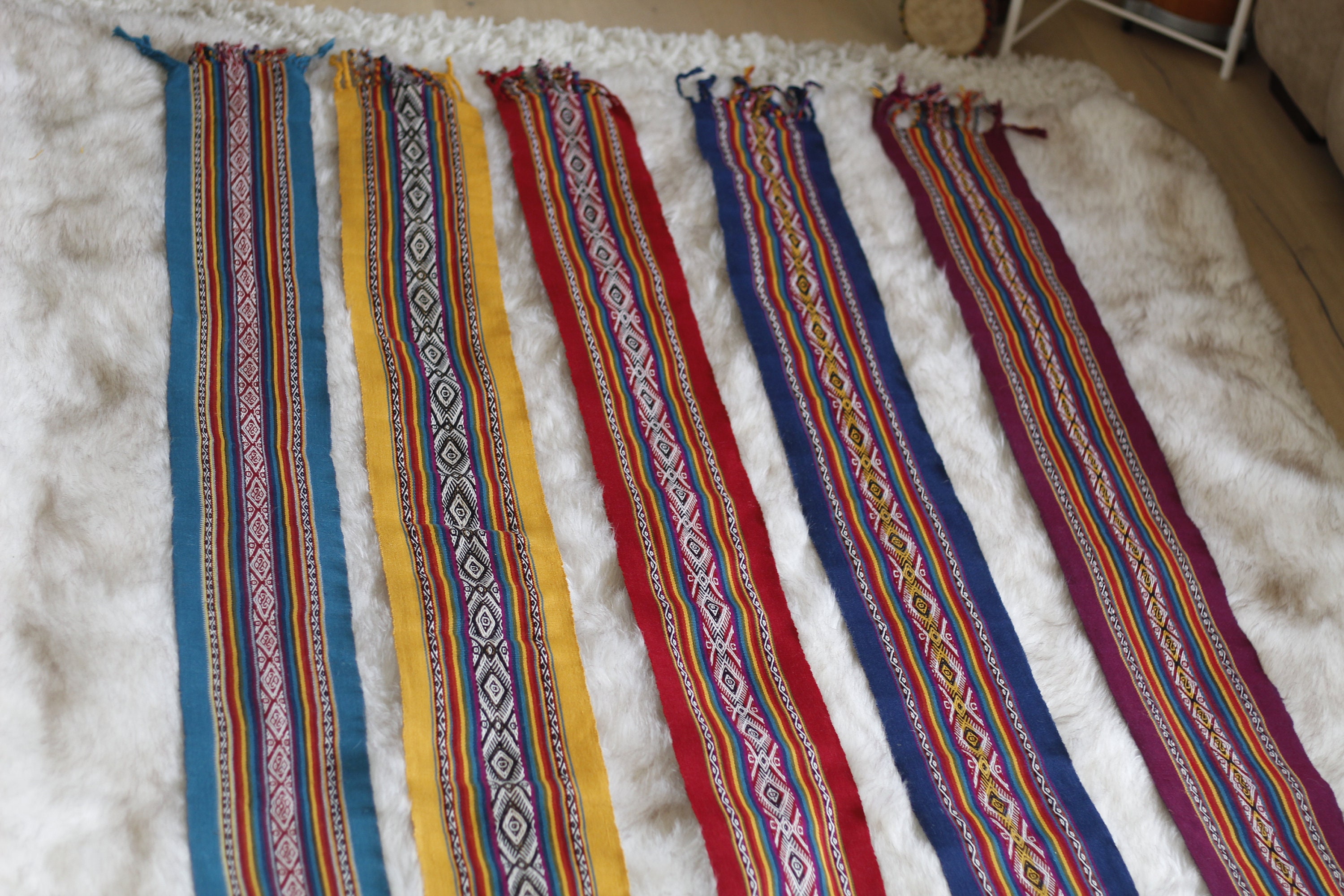 Authentic Peruvian Wool Scarf/table Runner Vibrant Handwoven Andean Art ...