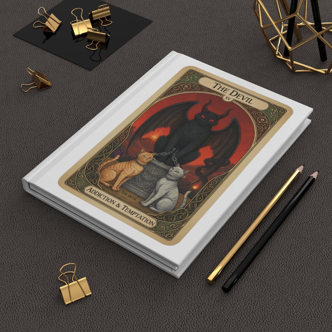 The Devil Major Arcana Cat Journal - Hardcover Reflection Notebook for ...