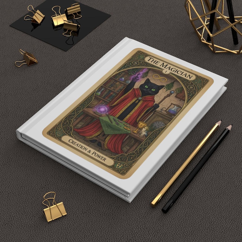 The Magician Major Arcana Cat Journal - Hardcover Reflection Notebook ...