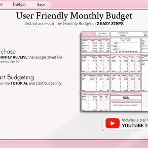 Easy Monthly Budget Spreadsheet, Bill Payment Tracker, Financial Google ...