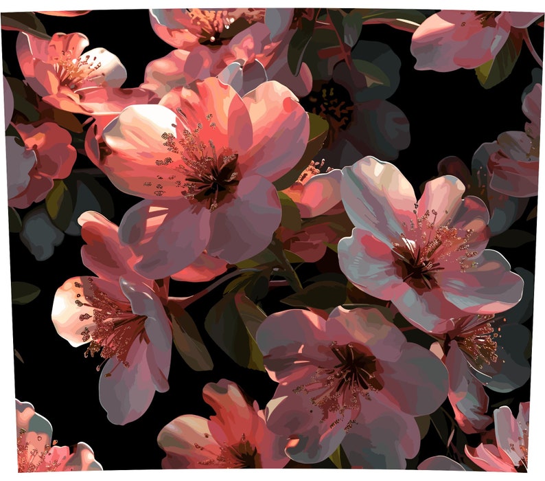 This 3D Vector Art Tumbler, Glo-fi Peach Blossoms in Vibrant Bloom ...