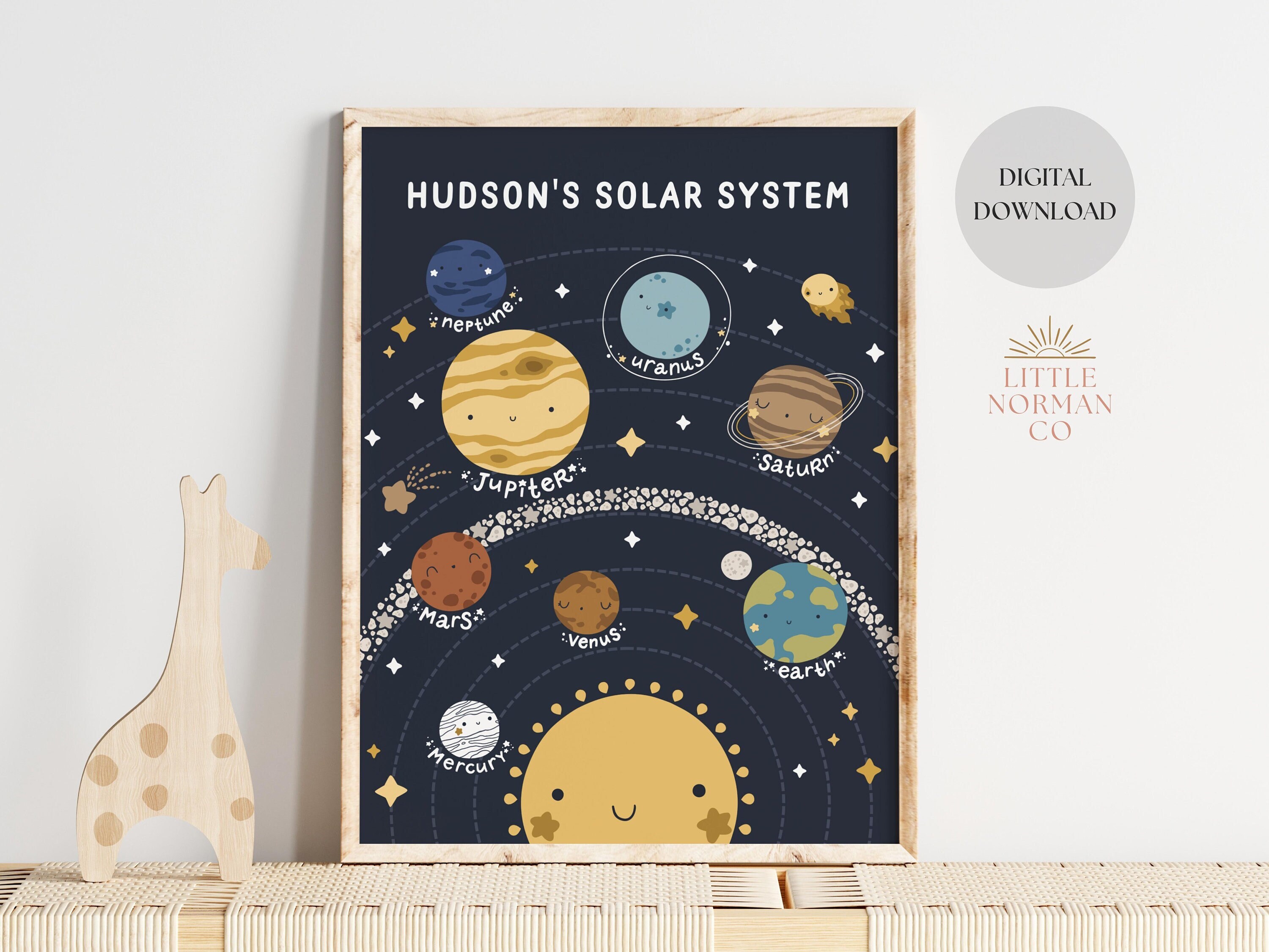 Solar System Print With Name Space Print Educational Print - Etsy