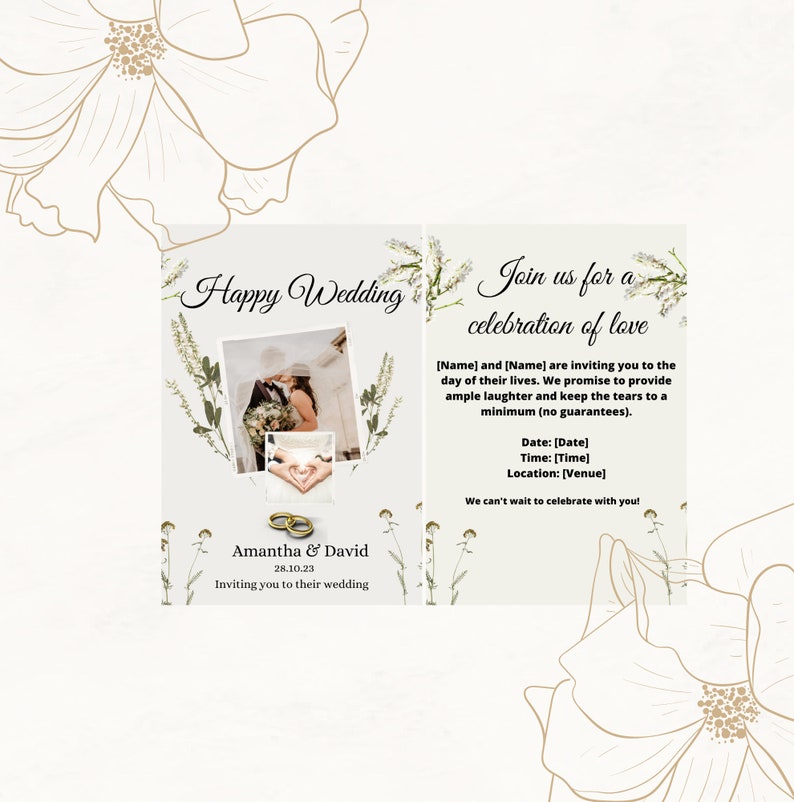 Fully Personalized Wedding Invitation, Wedding Invitation Template Easy ...