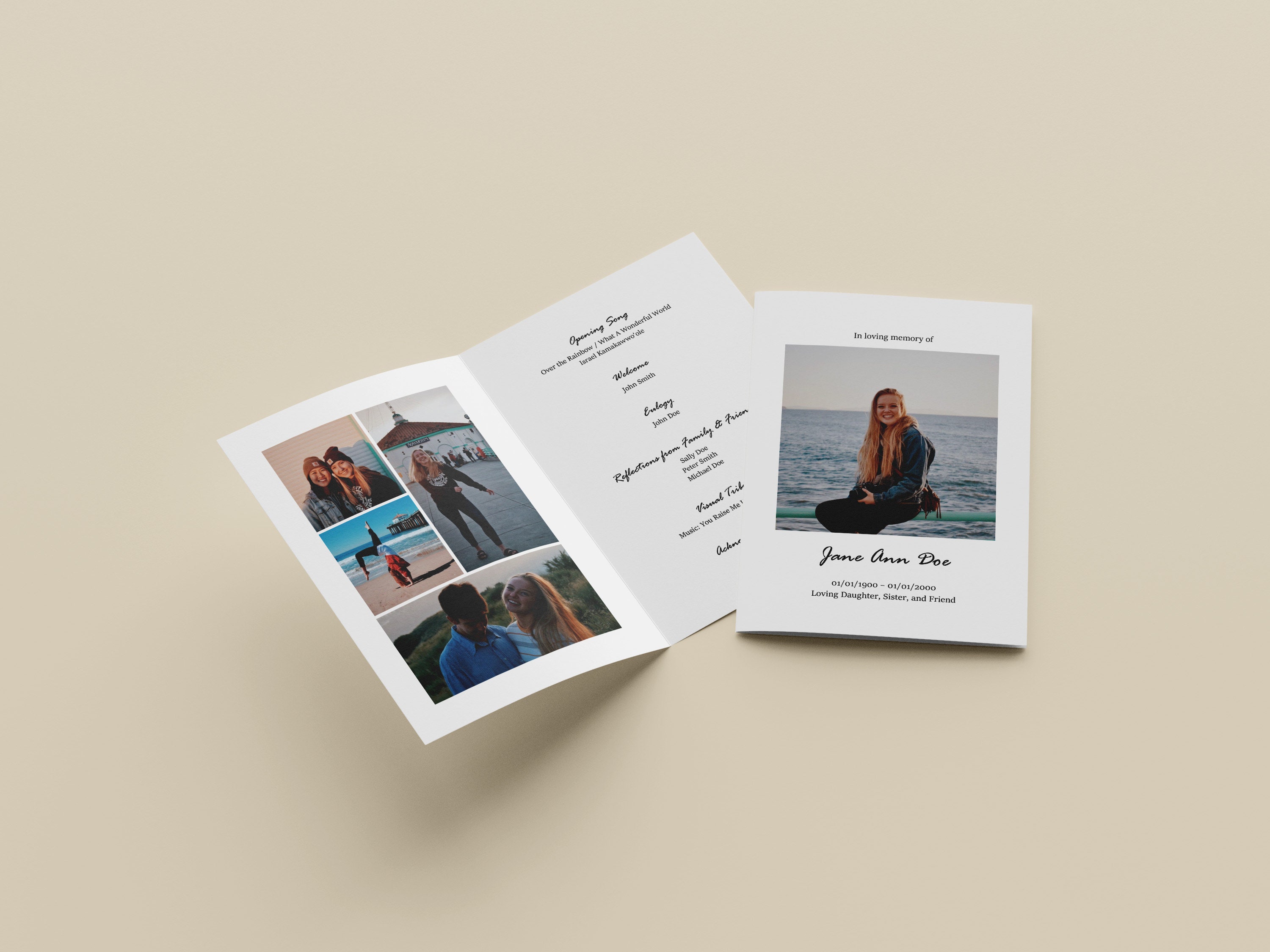 Funeral Program Microsoft Word Template – Simple DIY Printable Memorial ...