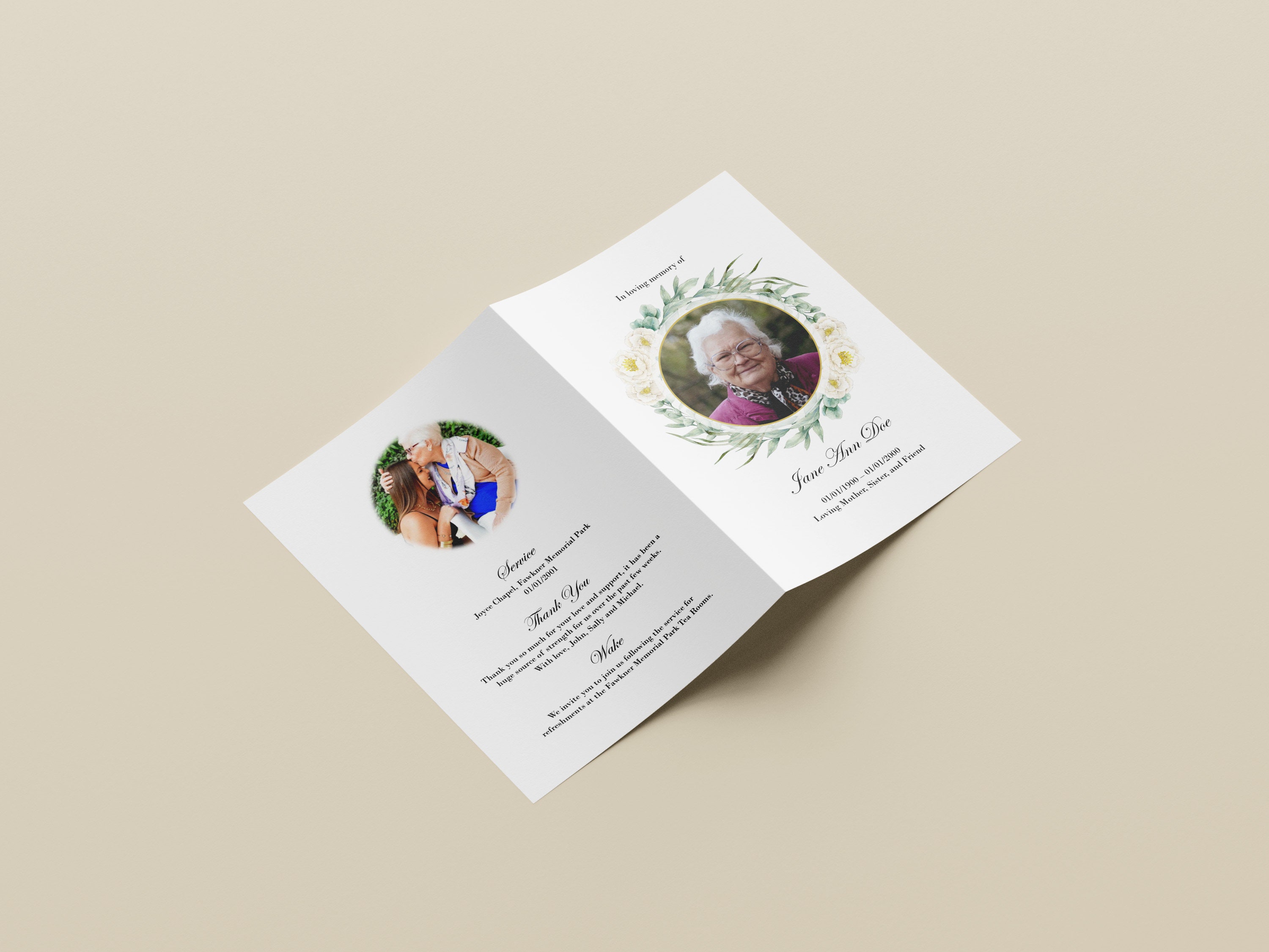 Funeral Program Microsoft Word Template – Simple DIY Printable Memorial ...