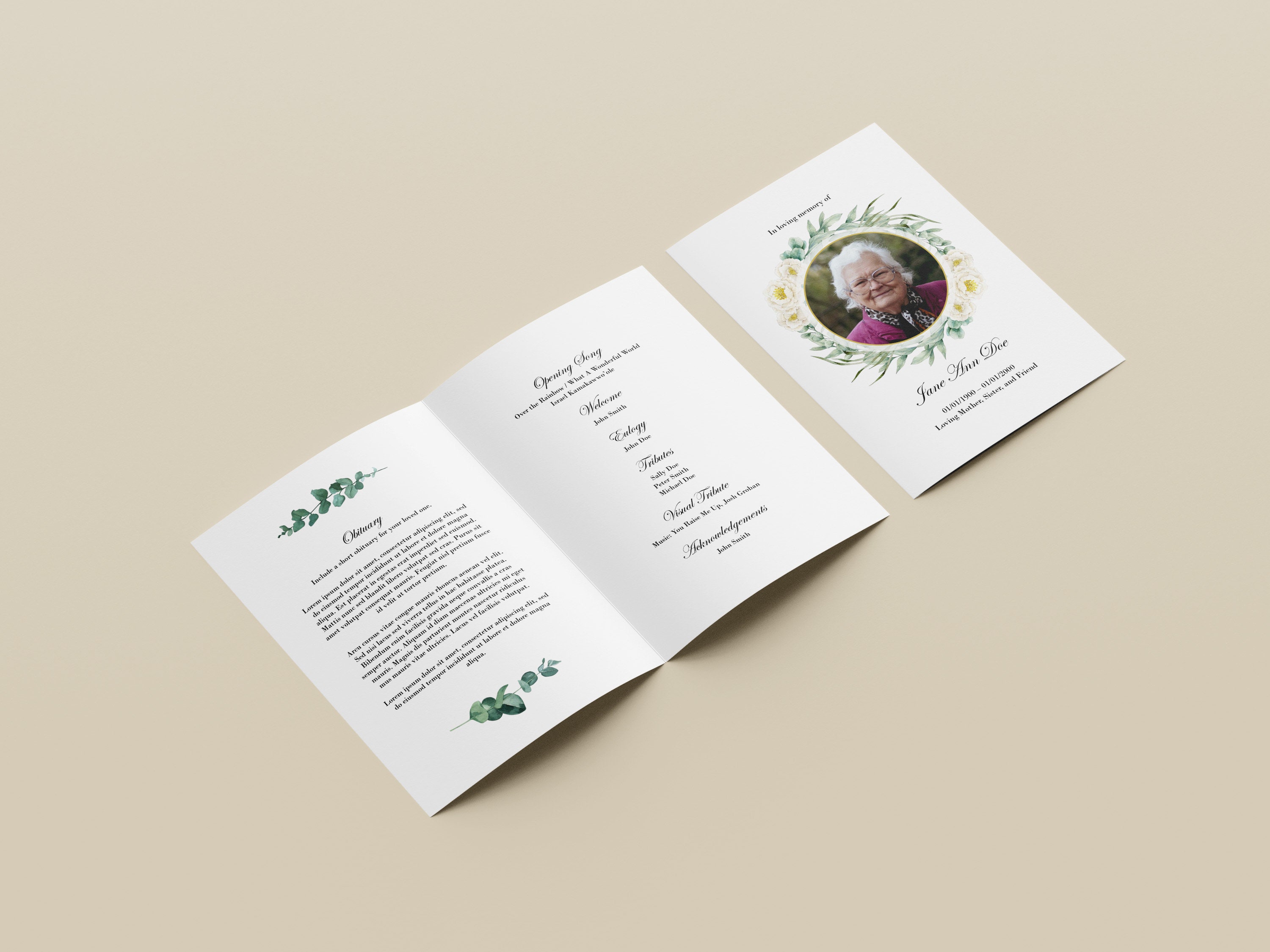 Funeral Program Microsoft Word Template – Simple DIY Printable Memorial ...